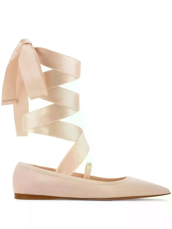 FERRAGAMO Grosgrain Ribbon Ballet Flats - Pink