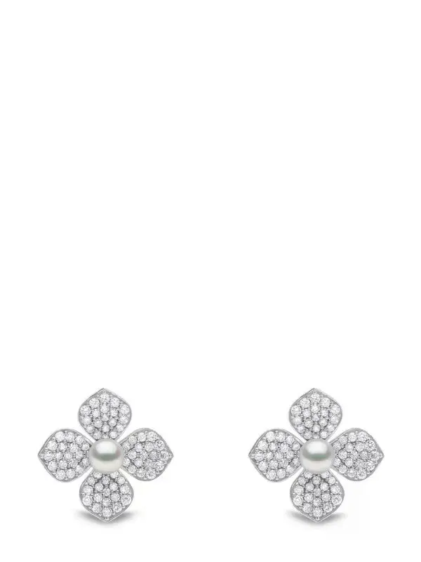 Yoko London 18kt White Gold Pearl And Diamond Earrings - Silver