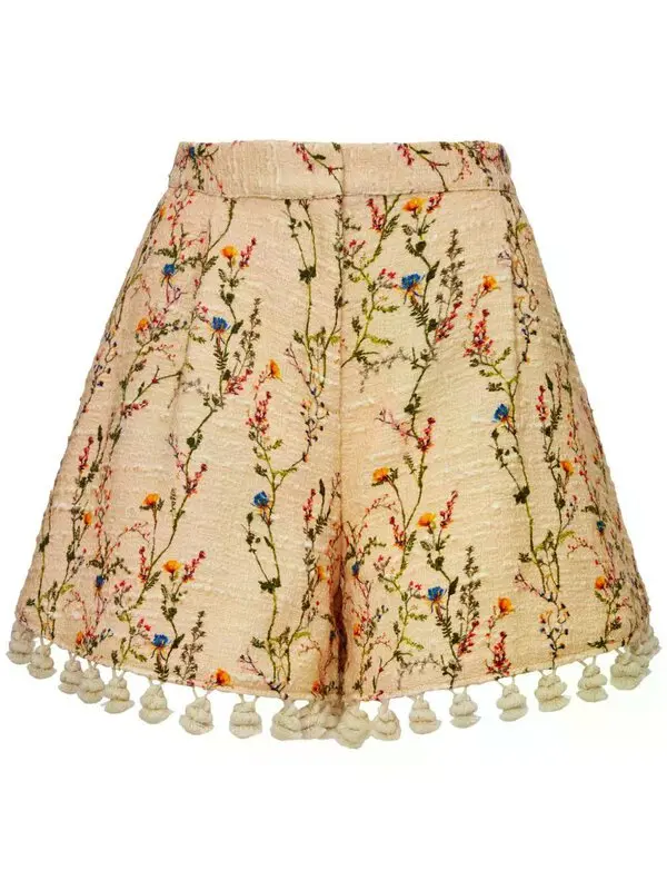 La DoubleJ Floral-embroidered Shorts