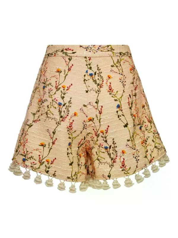 La DoubleJ Floral-embroidered Shorts