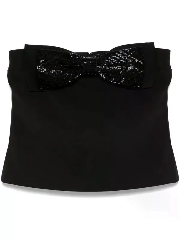 SELF-PORTRAIT Crepe Bandeau Top With Oversized Bow Detail
