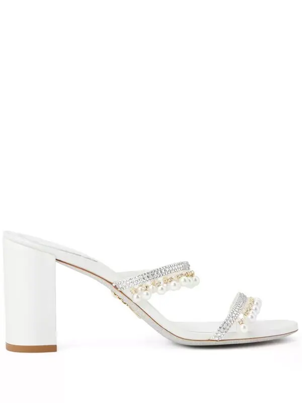 Rene Caovilla Embellished Chandelier Mules - Silver