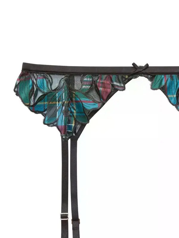 FLEUR DU MAL Lily Embroidered Garter Belt - Black