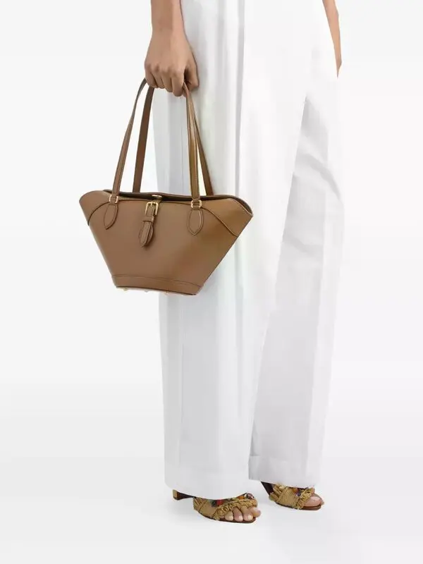 Dolce & Gabbana Capri Buckled Leather Shoulder Bag - Brown