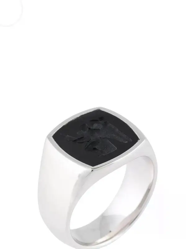 Tom Wood Cushion Eros Onyx Ring - Silver
