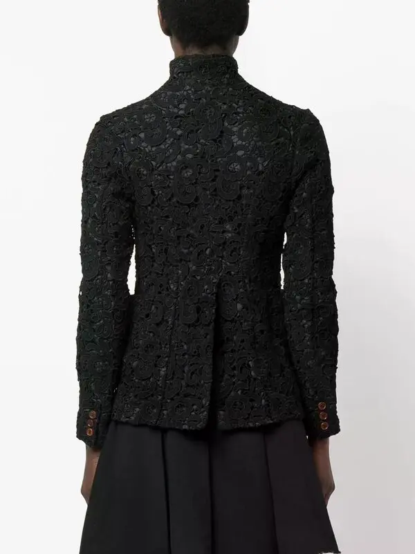 Comme Des Garçons Floral-embroidered Button-up Jacket