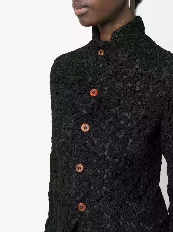 Comme Des Garçons Floral-embroidered Button-up Jacket