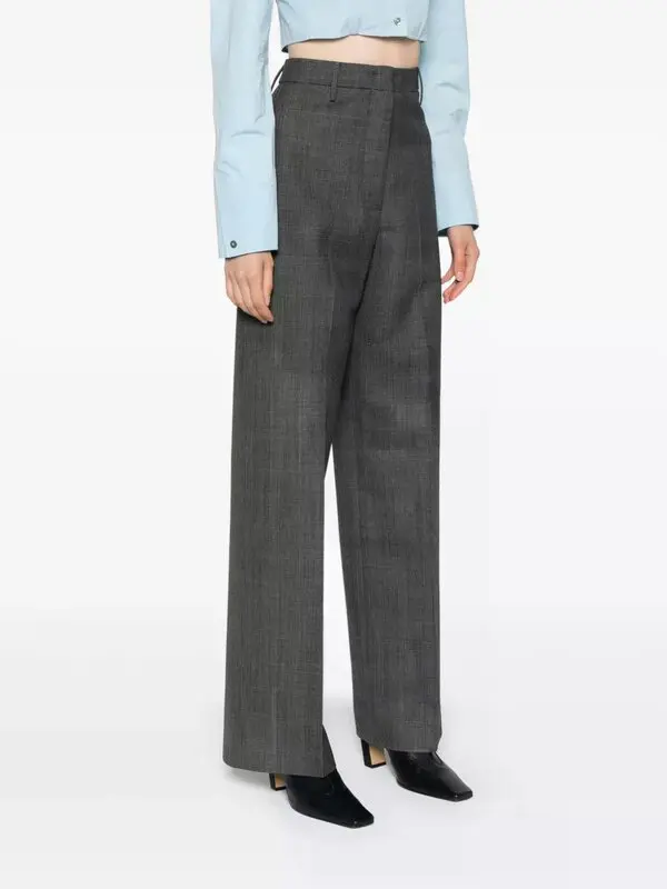 Fabiana Filippi Virgin Wool-silk Blend Checkered Trousers