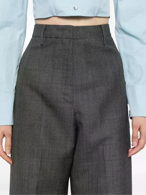 Fabiana Filippi Virgin Wool-silk Blend Checkered Trousers