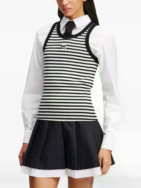 Karl Lagerfeld Ikon Ribbed Tank Top - White