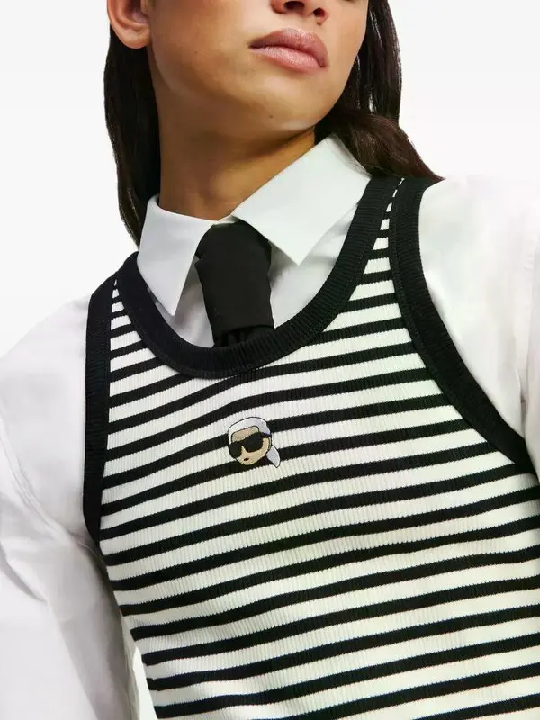 Karl Lagerfeld Ikon Ribbed Tank Top - White