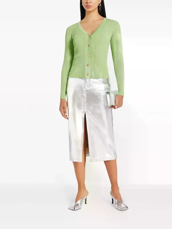 Staud Oaklyn Metallic-effect Midi Skirt