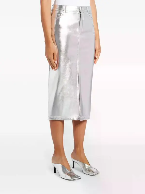Staud Oaklyn Metallic-effect Midi Skirt