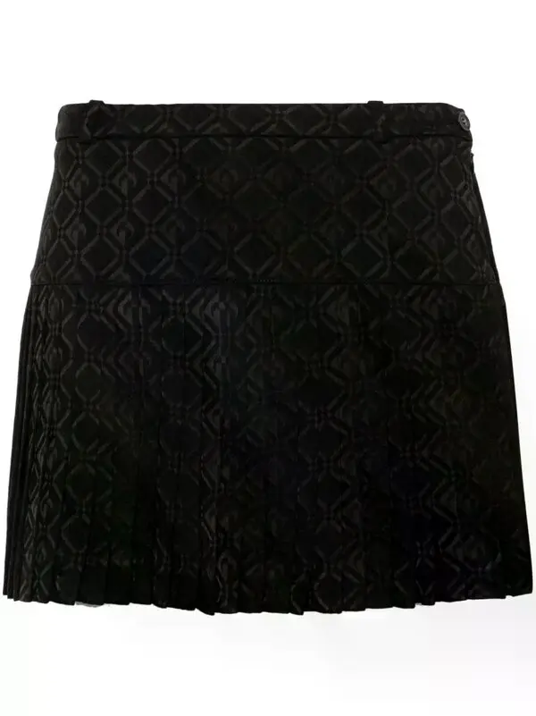 MARINE SERRE Moon Diamond-jacquard Pleated Mini Skirt - Black