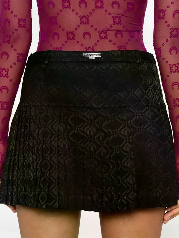 MARINE SERRE Moon Diamond-jacquard Pleated Mini Skirt