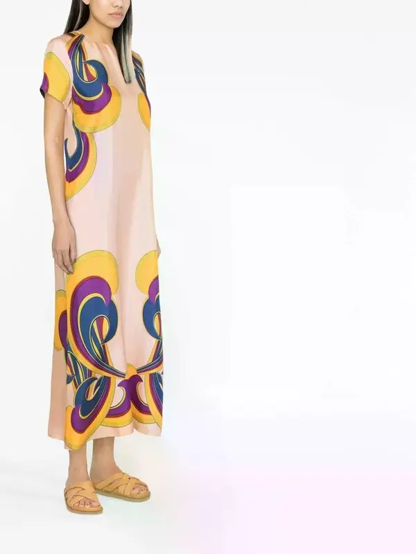 La DoubleJ Swing Graphic-print Silk Maxi Dress - Pink