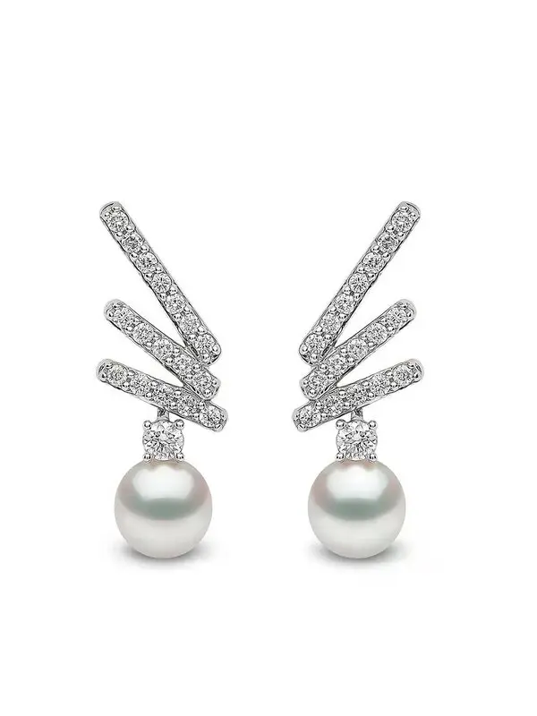 Yoko London 18kt White Gold Akoya Pearl And Diamond Earrings - Silver