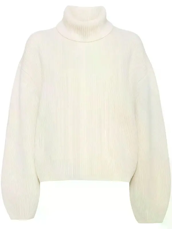 TOTEME Ribbed Wool Blend Mock Neck Top
