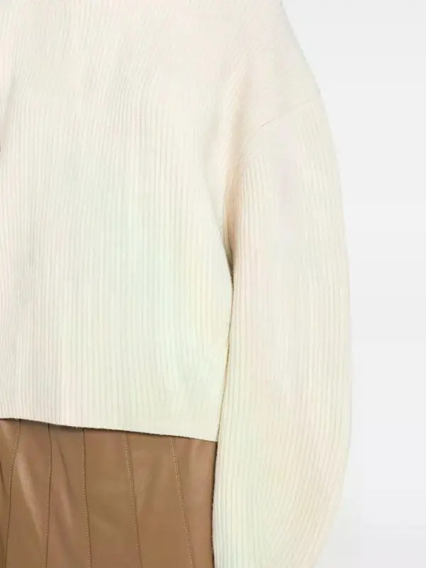TOTEME Ribbed Wool Blend Mock Neck Top