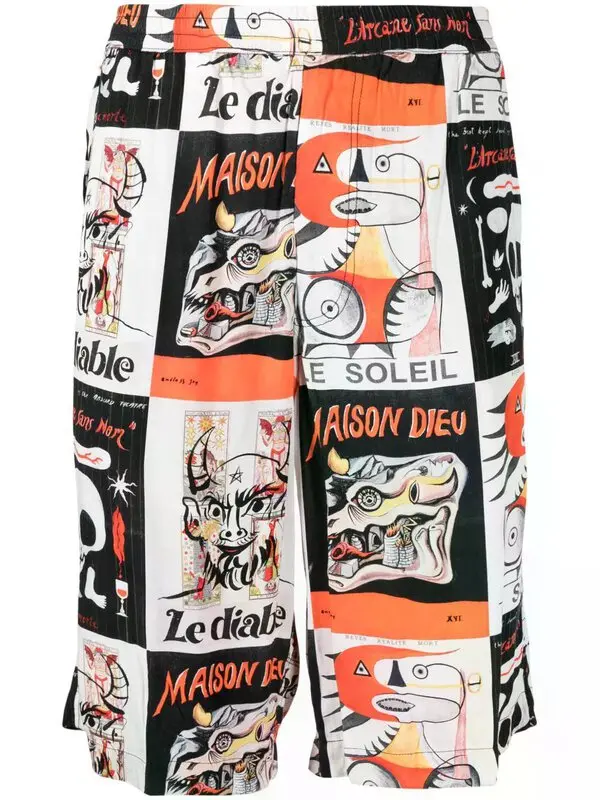 ENDLESS JOY Graphic Print Bermuda Shorts - Multicolour