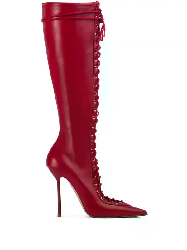 LE SILLA Colette 120mm Lace-up Leather Boots - Red