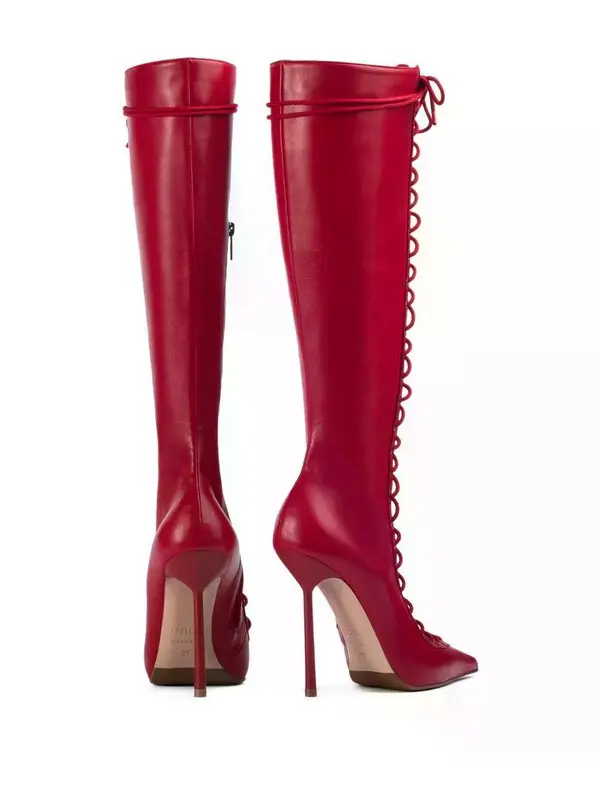 LE SILLA Colette 120mm Lace-up Leather Boots - Red
