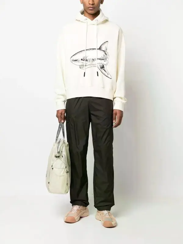 Palm Angels Organic Cotton Shark Print Hoodie
