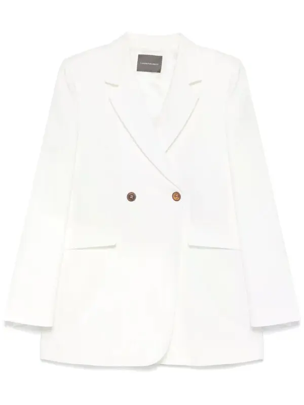 Lorena Antoniazzi Herrington Pattern Double-breasted Blazer - White
