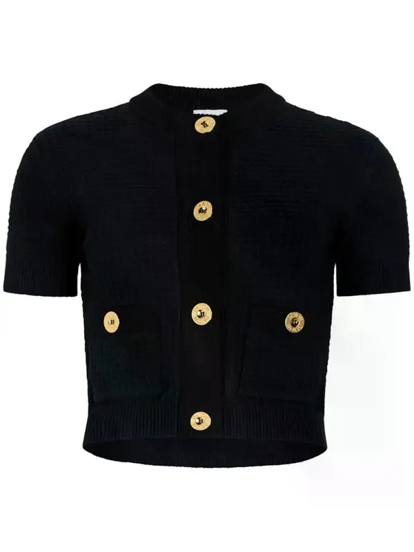 PATOU Cropped Waffle-knit Cardigan - Blue