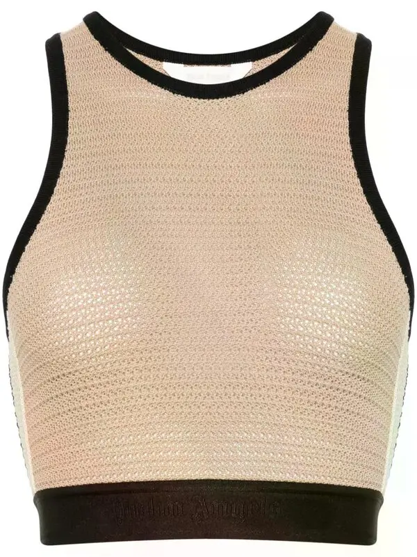 Palm Angels Logo-tape Knitted Tank Top - Neutrals