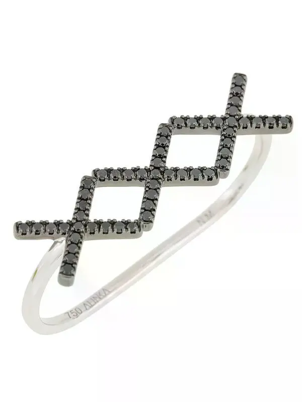 ALINKA 18kt White Gold Katia Trio Ring With Black Diamonds