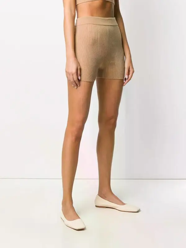 Cashmere In Love Alexa Ribbed-knit Biker Shorts - Neutrals