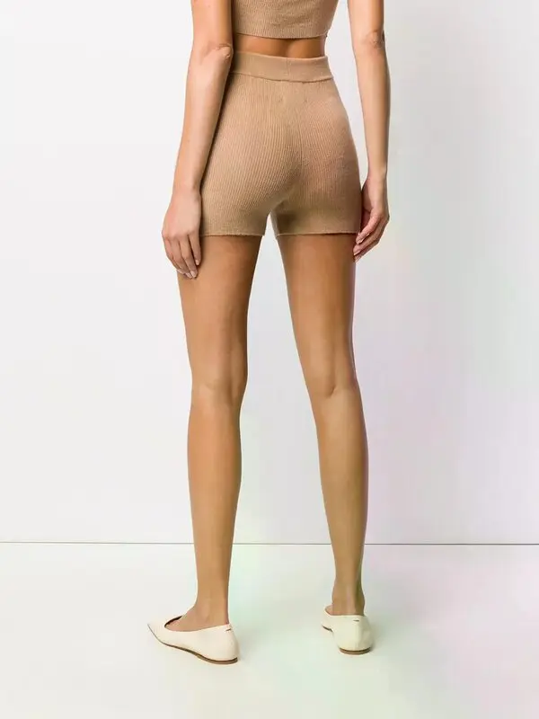 Cashmere In Love Alexa Ribbed-knit Biker Shorts - Neutrals