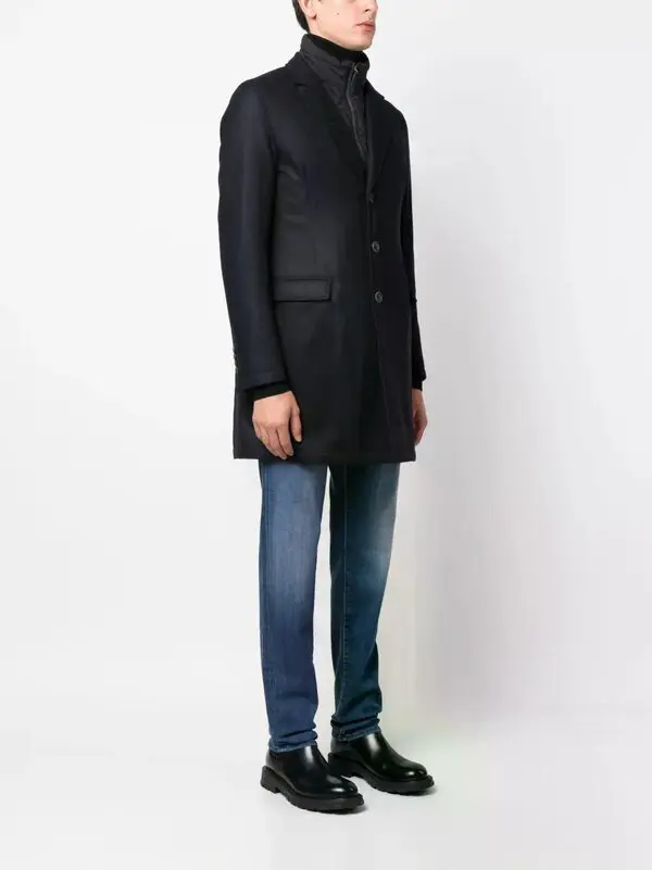 Herno Hybrid High-neck Single-breasted Coat - Blue