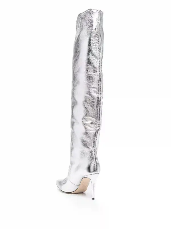 SCAROSSO X Brian Atwood Carra Knee-high Metallic-effect Stiletto Boots