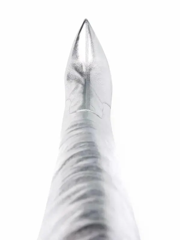 SCAROSSO X Brian Atwood Carra Knee-high Metallic-effect Stiletto Boots