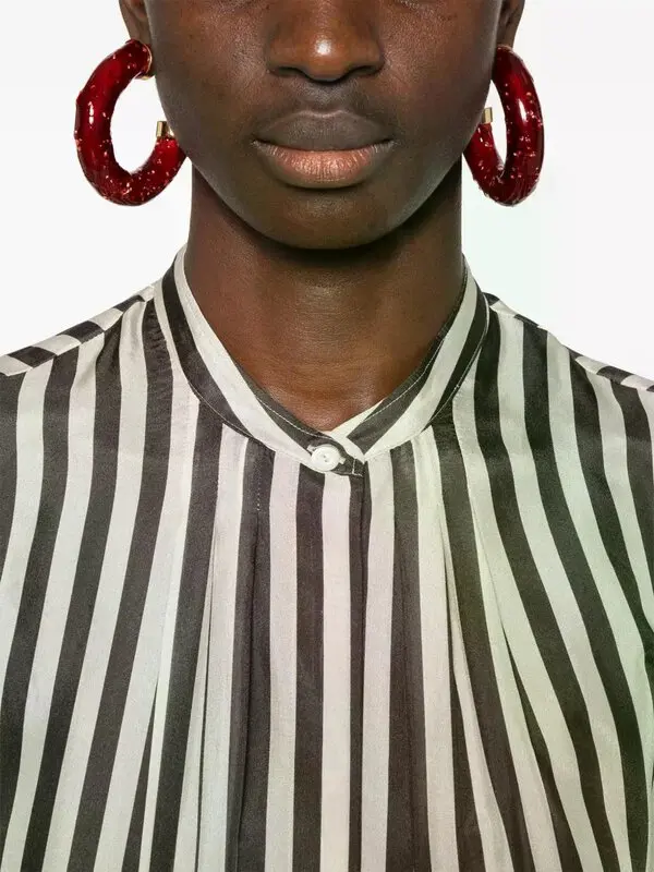DIEGA Striped Band Collar Shirt