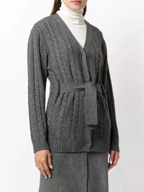 Cashmere In Love Cable Knit Belted Cardigan