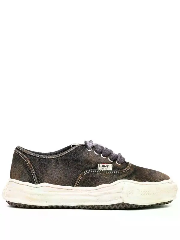 Mihara Yasuhiro Washed Denim Sneakers - Brown