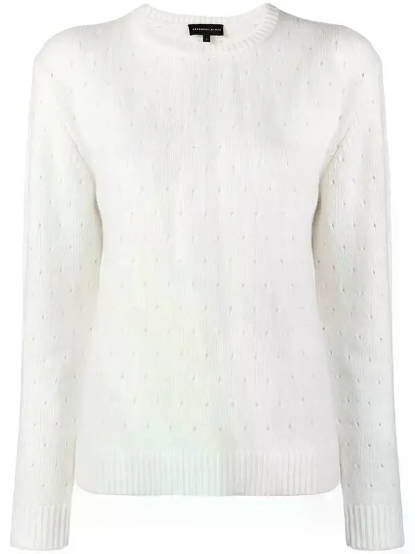 Cashmere In Love Ivory Perforated Pattern Jumper
