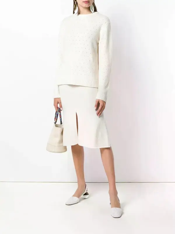 Cashmere In Love Ivory Perforated Pattern Jumper