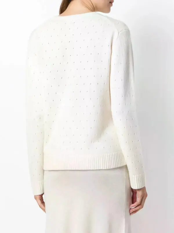 Cashmere In Love Ivory Perforated Pattern Jumper