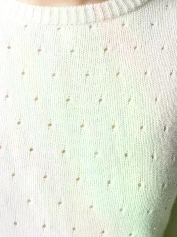 Cashmere In Love Ivory Perforated Pattern Jumper