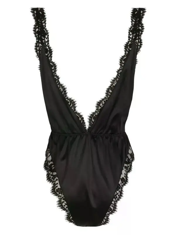 Dolce & Gabbana Stretch-silk Lace-edge Bodysuit