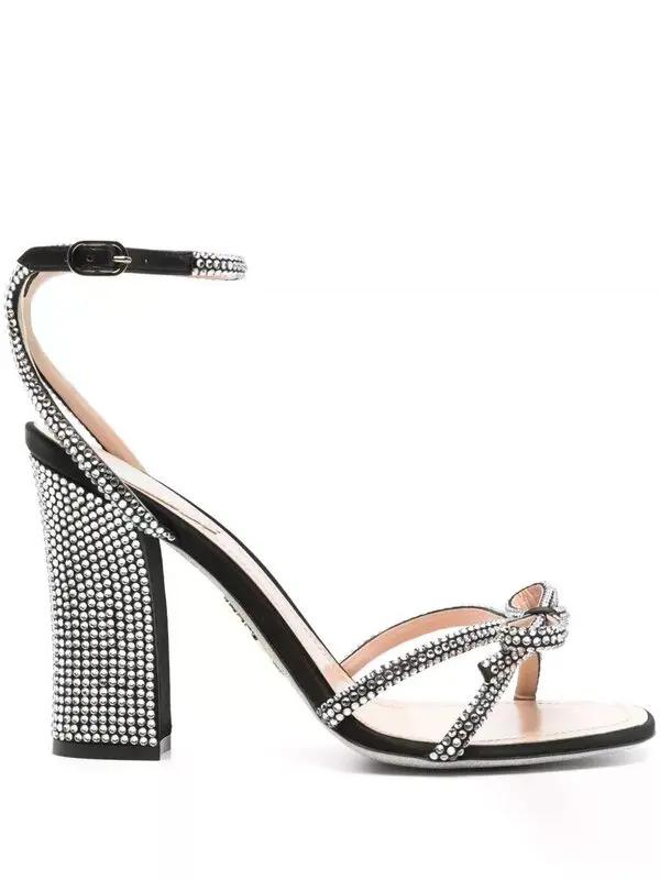 Rene Caovilla 105mm Embellished Ankle Strap Sandals - Black