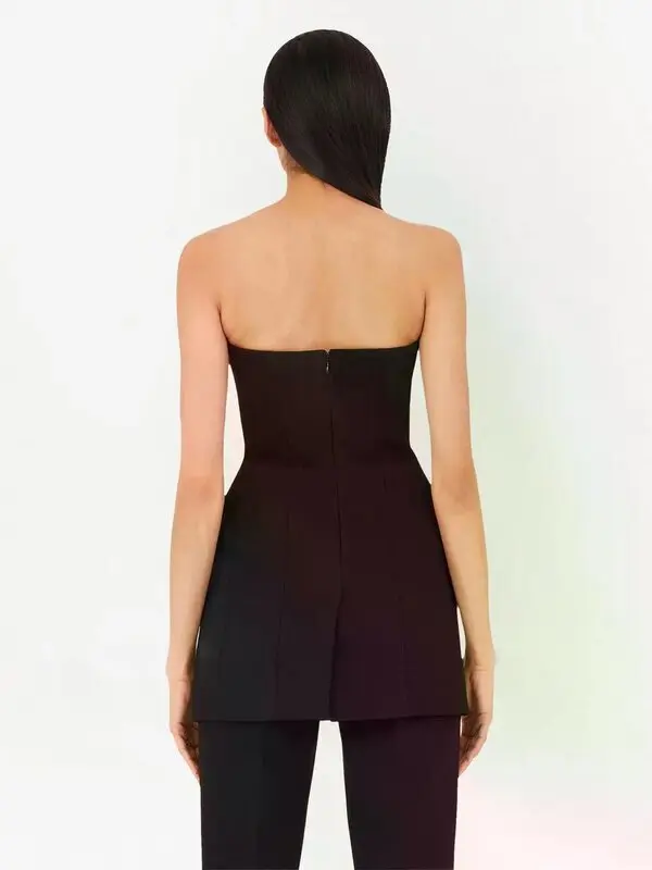 FERRAGAMO Circle-print Strapless Fitted Top