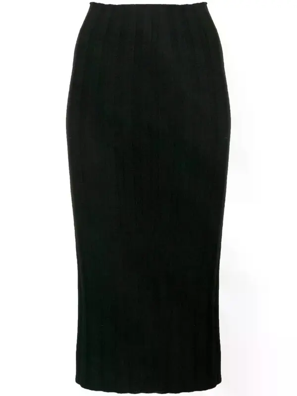 Cashmere In Love Ribbed Knit Midi Skirt - Black