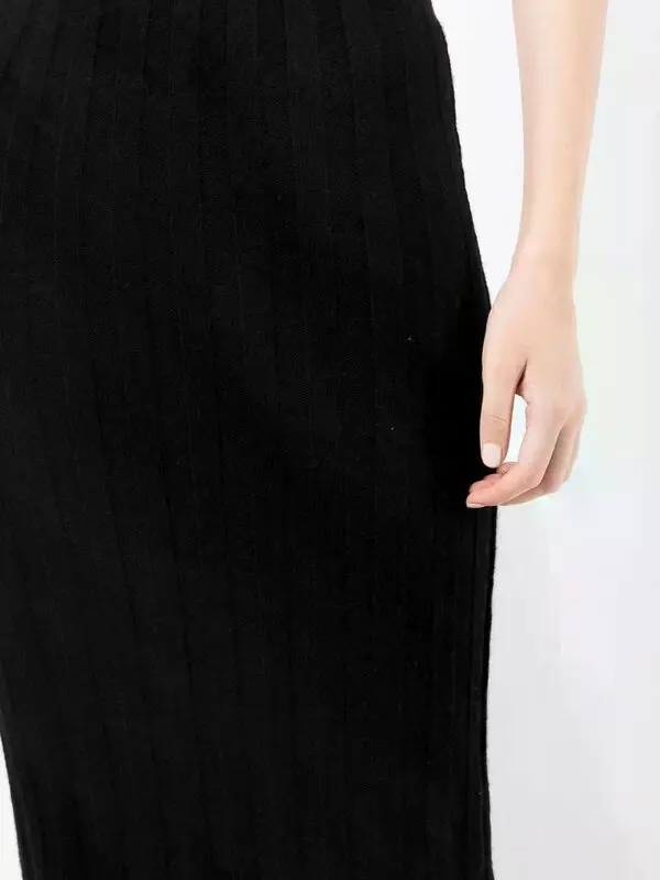 Cashmere In Love Ribbed Knit Midi Skirt - Black