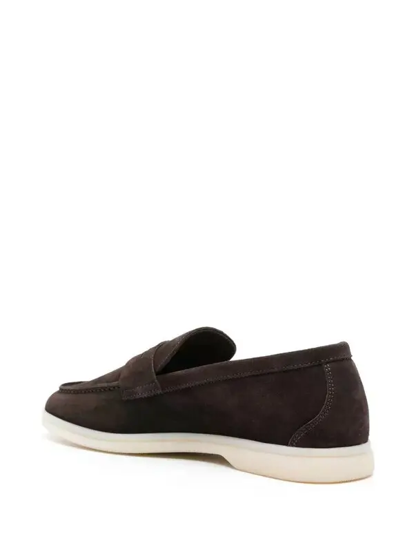 SCAROSSO Suede Penny Loafers - Brown