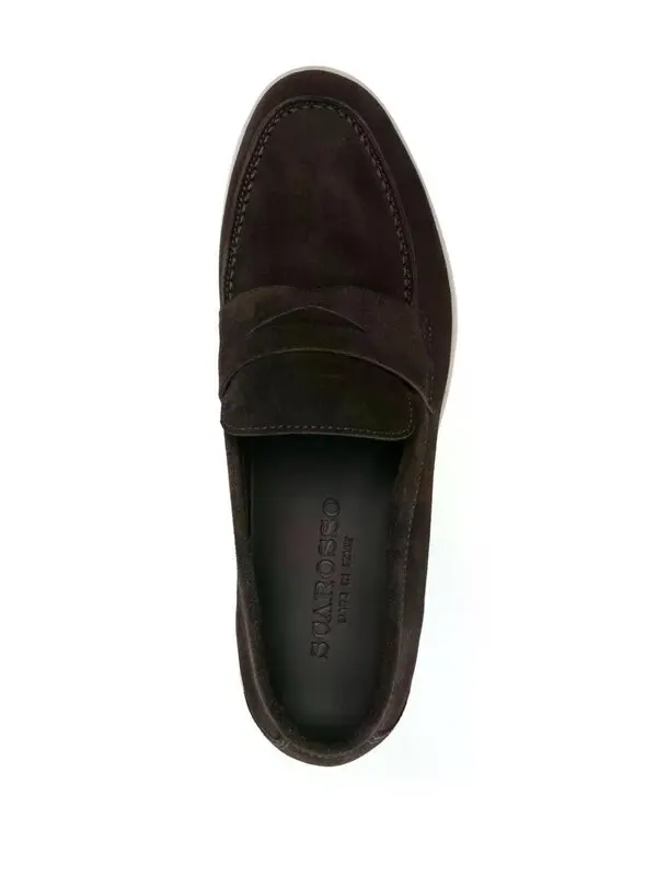 SCAROSSO Suede Penny Loafers - Brown